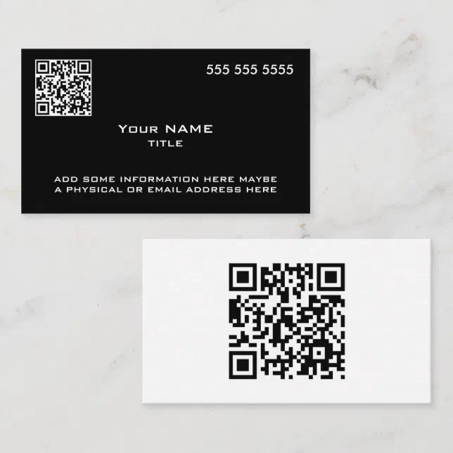 Custom QR Code Modern Black White Business Card | Zazzle