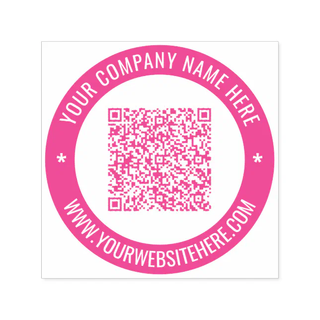 Custom QR Code Name Info Round Self-inking Stamp | Zazzle
