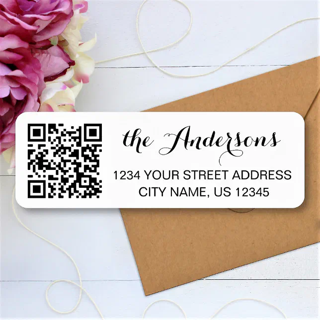 Custom QR Code Name Text Return Address Label | Zazzle