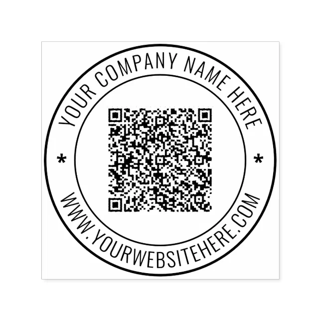 Custom QR Code Name Website Business Round Stamp | Zazzle
