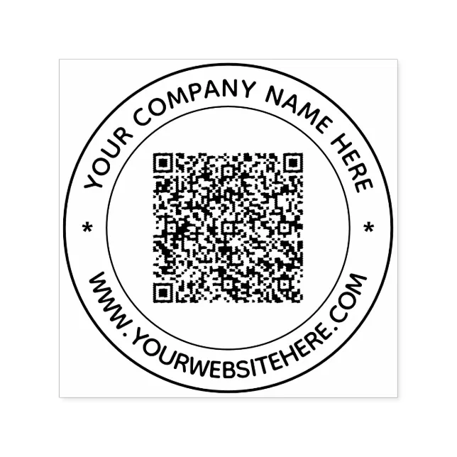 Custom QR Code Name Website Round Rubber Stamp | Zazzle