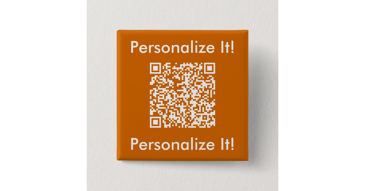 Custom QR Code Orange Button | Zazzle
