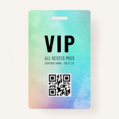 Custom QR Code Pastel Rainbow VIP All Access Badge | Zazzle