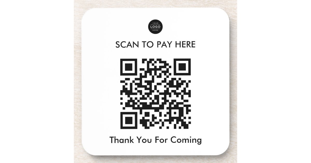 Custom QR Code Payment Business Coaster | Zazzle