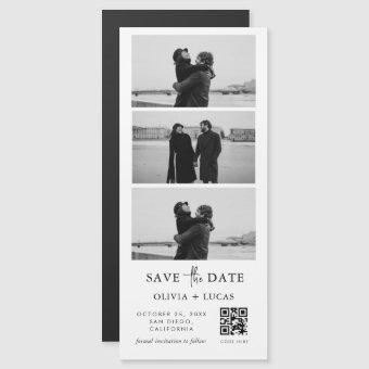 Custom QR Code Photo Strip Magnetic Wedding | Zazzle
