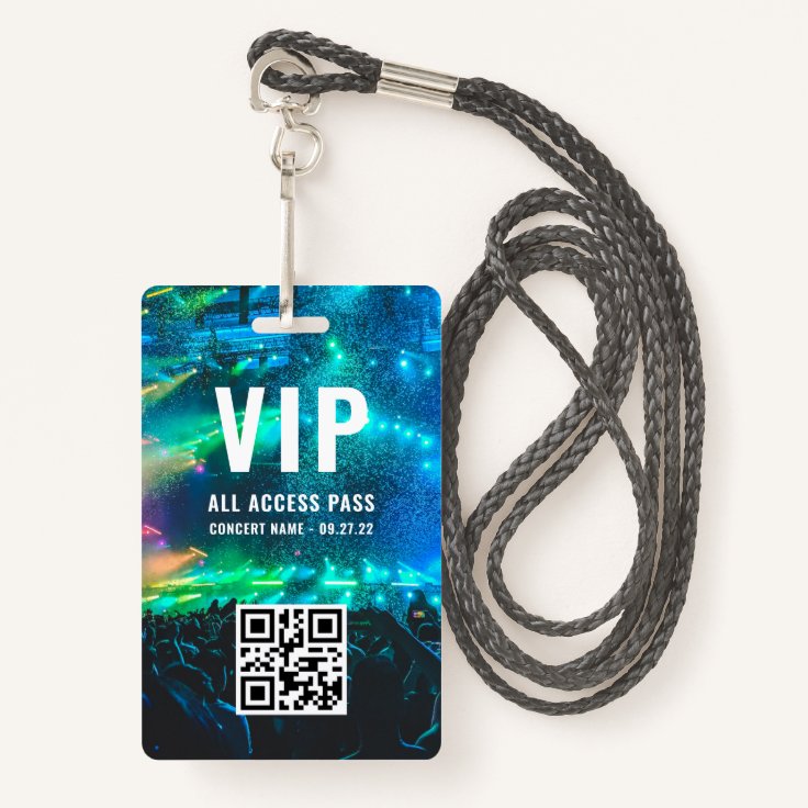 Custom QR Code Photo White VIP All Access Badge | Zazzle