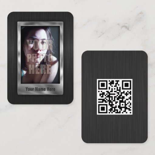 Custom QR Code Profile Photo Metal Business Card | Zazzle