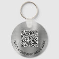 Custom QR Code Promotional Silver Keychain | Zazzle