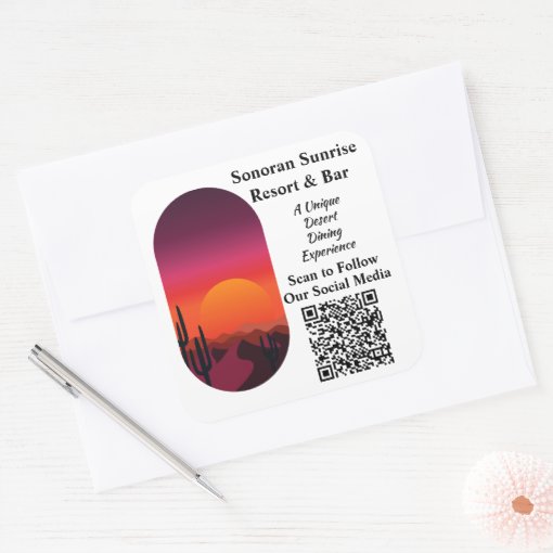 Custom QR Code Restaurant Bar Social Media Promo Square Sticker | Zazzle