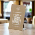Custom QR Code Rustic Craft Business Menu Pedestal Sign | Zazzle
