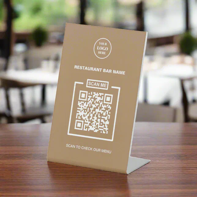 Custom QR Code Rustic Craft Business Menu Pedestal Sign | Zazzle
