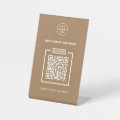 Custom QR Code Rustic Craft Business Menu Pedestal Sign | Zazzle