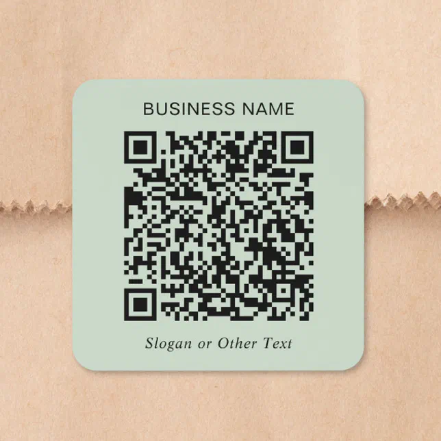 Custom QR Code Sage Green Square Sticker | Zazzle
