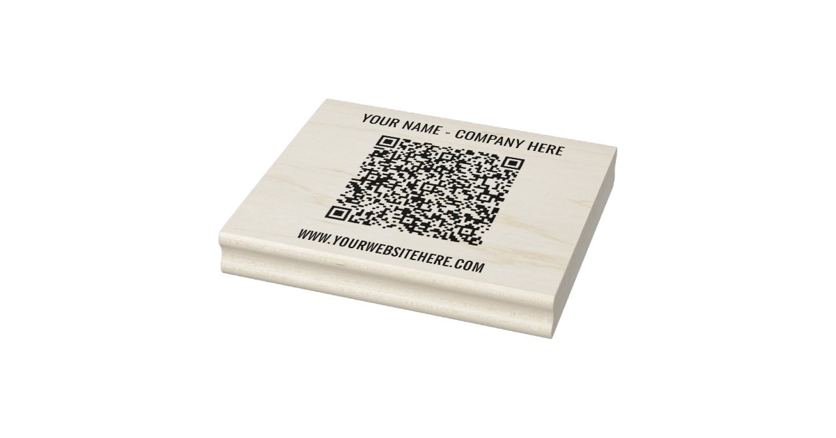 Custom QR Code Scan Info Name Website Rubber Stamp | Zazzle