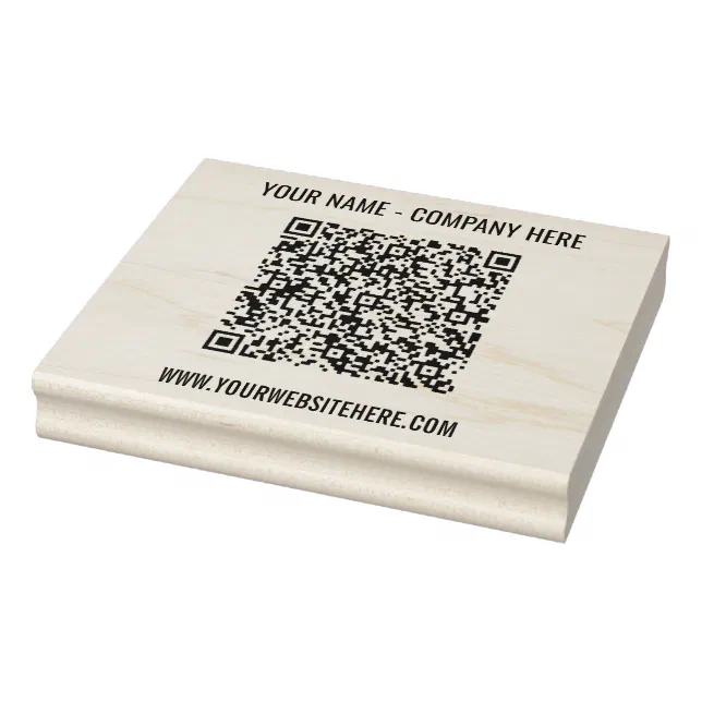 Custom QR Code Scan Info Name Website Rubber Stamp | Zazzle