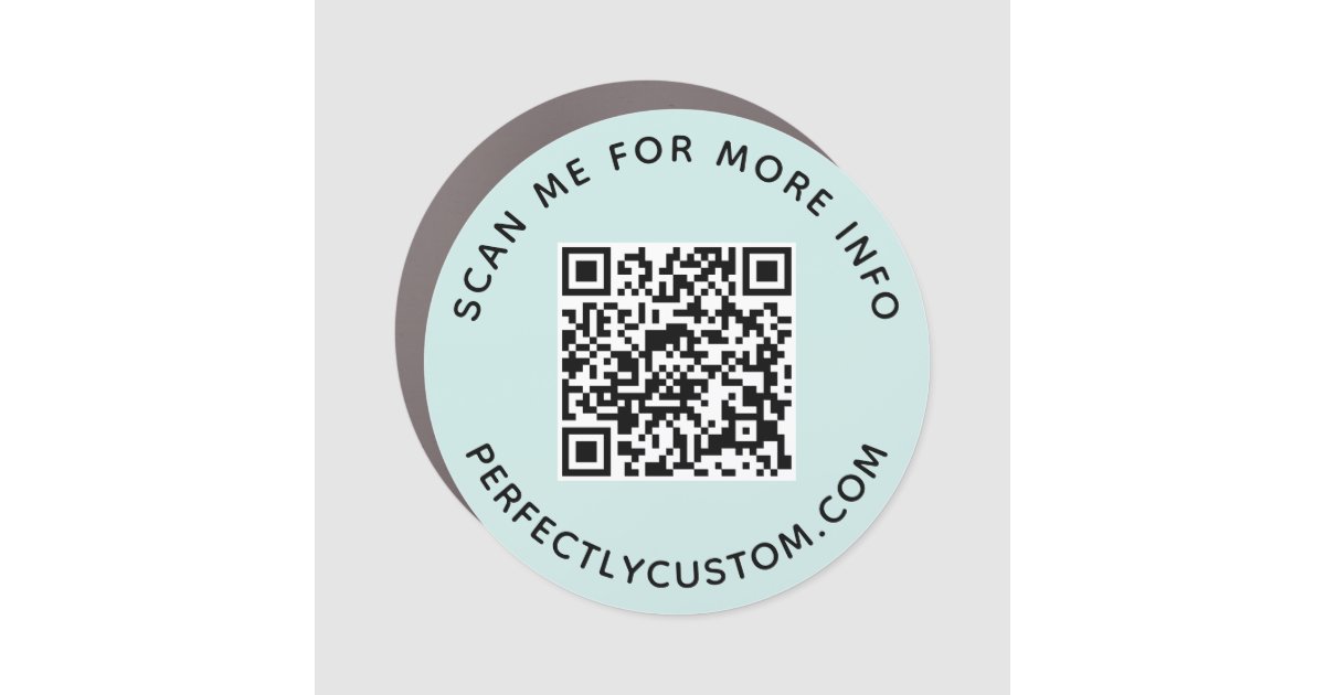 Custom QR code Scan me custom text aqua blue Car Magnet | Zazzle