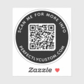 Custom QR code Scan me for more info black Sticker | Zazzle