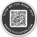 Custom QR code Scan me for more info black Sticker | Zazzle