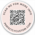 Custom QR code Scan me for more info blush pink Sticker | Zazzle