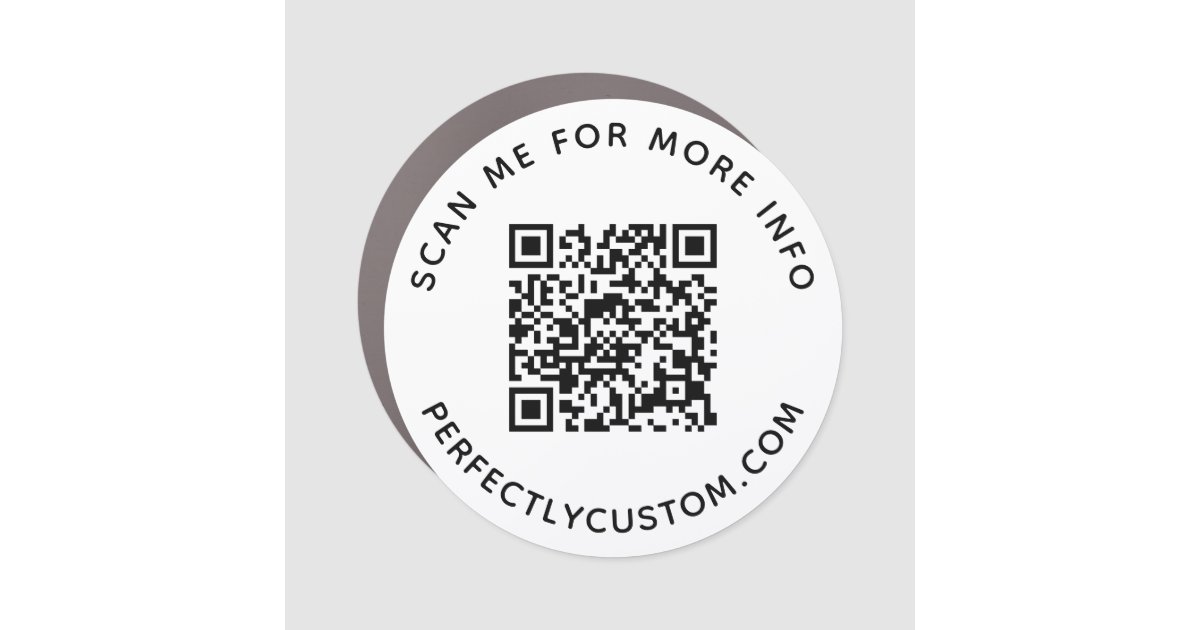 Custom QR code Scan me for more info custom text Car Magnet | Zazzle