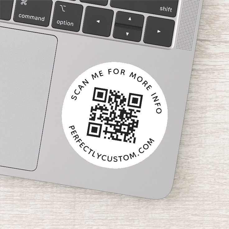 Custom QR code Scan me for more info golden border Sticker | Zazzle