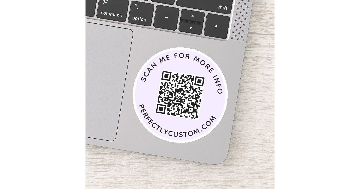 Custom QR code Scan me for more info light purple Sticker | Zazzle