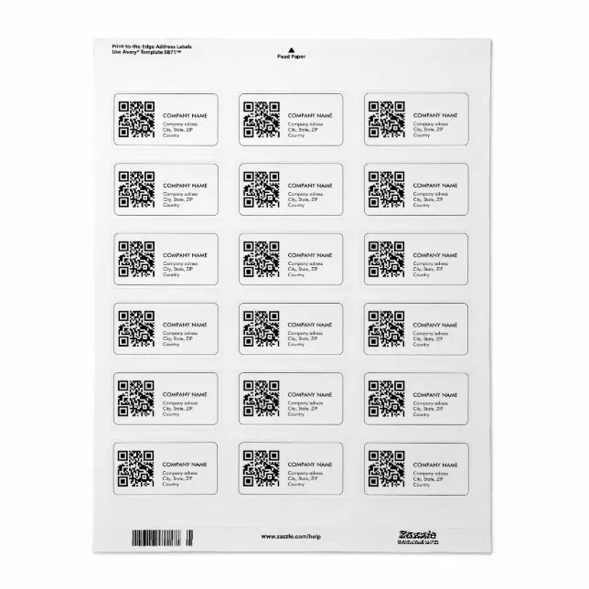 Custom qr code simple white business Address Label | Zazzle