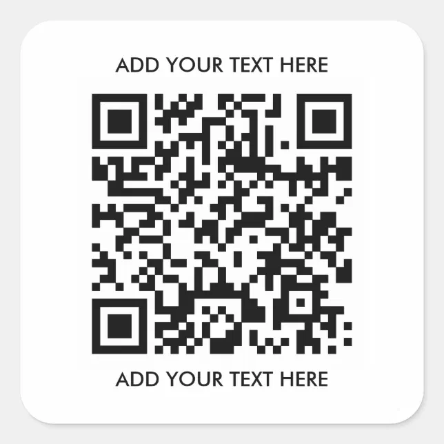 Custom QR Code Template Add Text Square Sticker | Zazzle