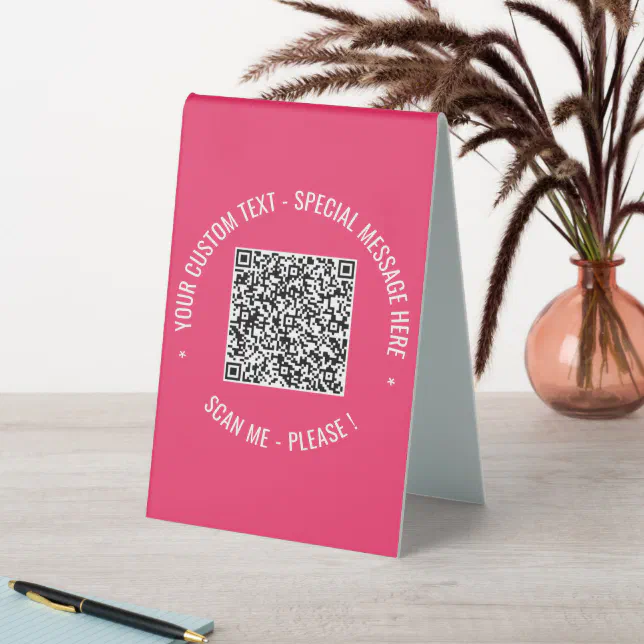 Custom QR Code Text and Colors Table Tent Sign | Zazzle