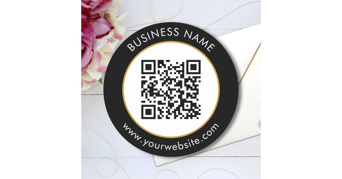 Custom QR Code Text Black White Classic Round Sticker | Zazzle