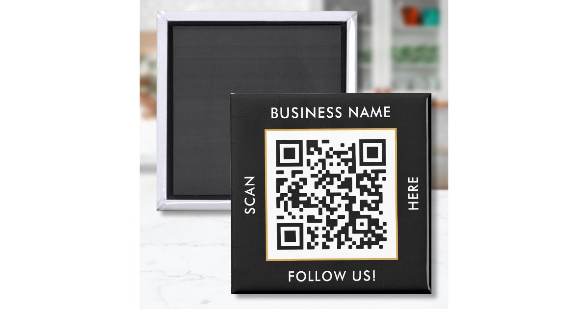 Custom QR Code Text Black White Template Magnet | Zazzle
