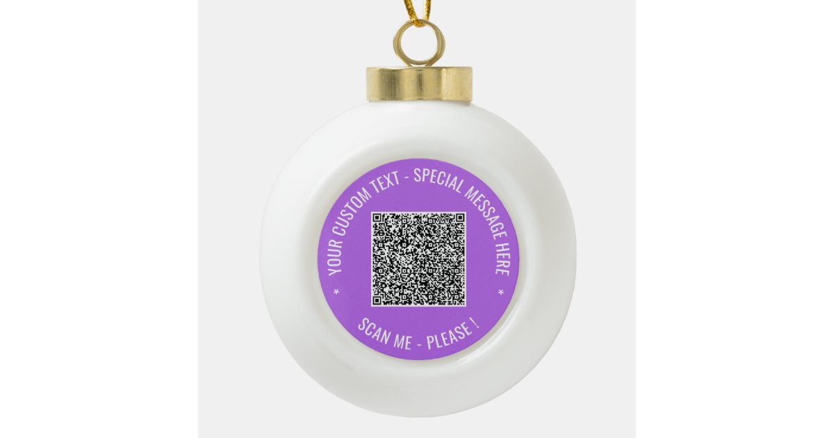 Custom QR Code Text Christmas Ornament Your Colors | Zazzle