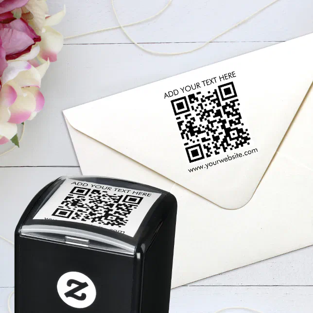 Custom QR Code Text Modern Business Self-inking Stamp | Zazzle