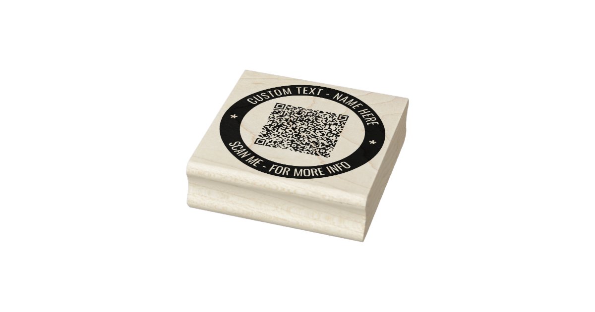 Custom QR Code Text Round Rubber Stamp Template | Zazzle