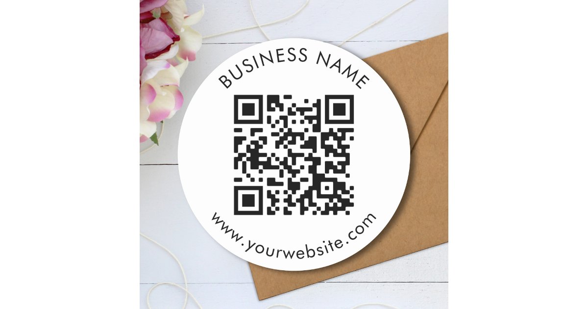Custom QR Code Text Template Classic Round Sticker | Zazzle