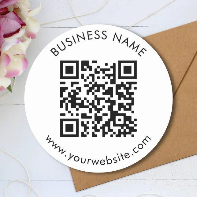 Custom QR Code Text Template Classic Round Sticker | Zazzle