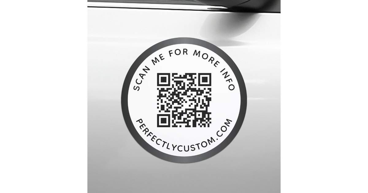 Custom QR code text white or any color gray border Car Magnet | Zazzle