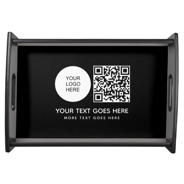 Custom QR Code Upload Your Company Logo Here Serving Tray | Zazzle