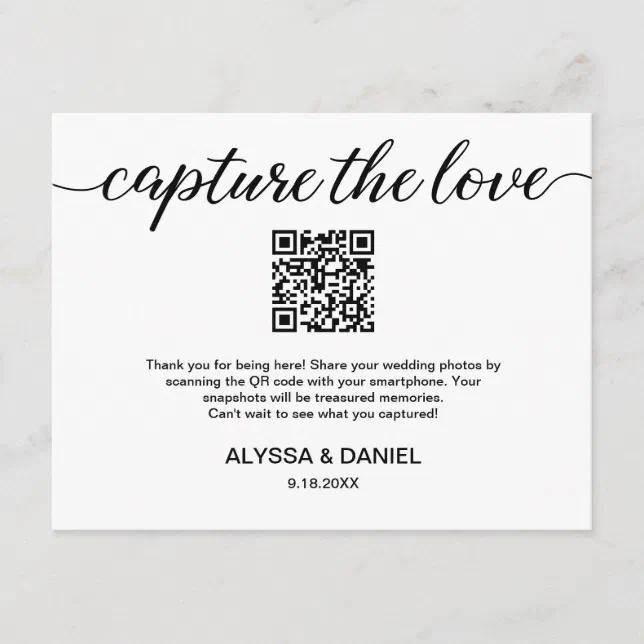 Custom QR code wedding photo sharing Enclosure Card | Zazzle
