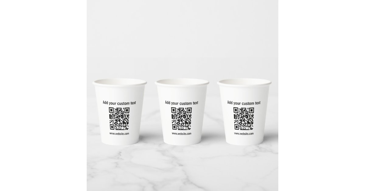 Custom Qr code white minimalist coffee Paper Cups | Zazzle