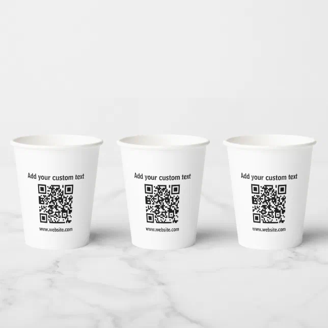 Custom Qr code white minimalist coffee Paper Cups | Zazzle