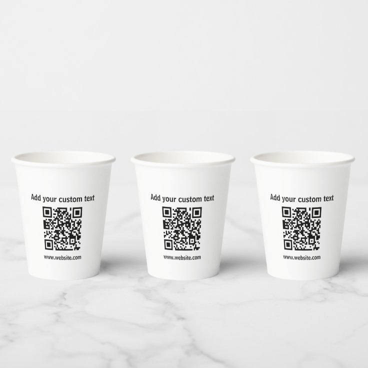 Custom Qr code white minimalist coffee Paper Cups | Zazzle