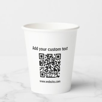 Custom Qr code white minimalist coffee Paper Cups | Zazzle