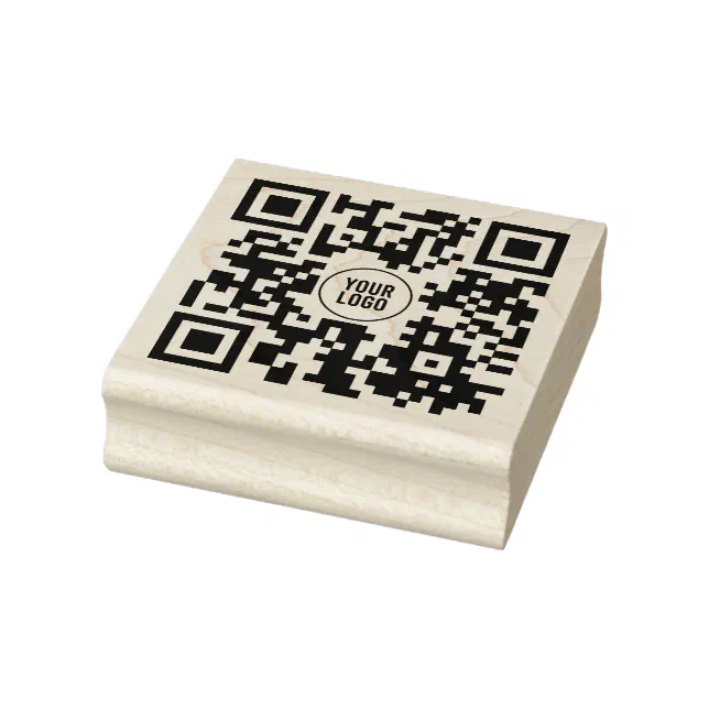 Custom QR Code With Logo Business Rubber Stamp | Zazzle