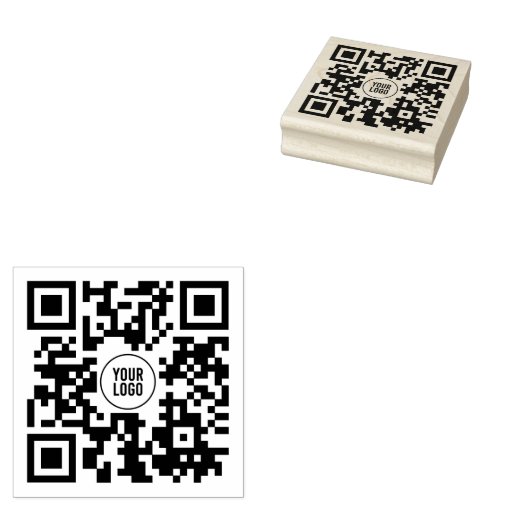 Custom QR Code With Logo Business Rubber Stamp | Zazzle