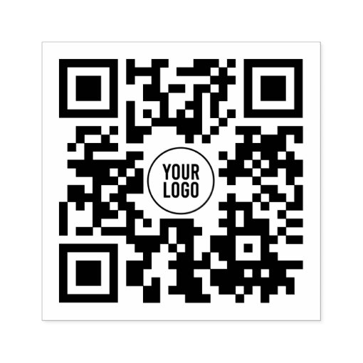 Custom QR Code With Logo Business Rubber Stamp | Zazzle