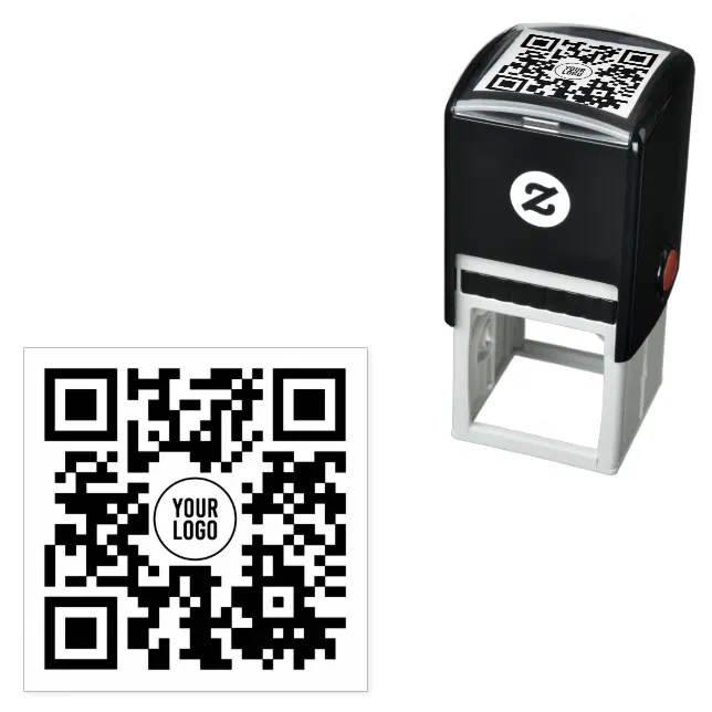 Custom QR Code With Logo Business Self-inking Stamp | Zazzle