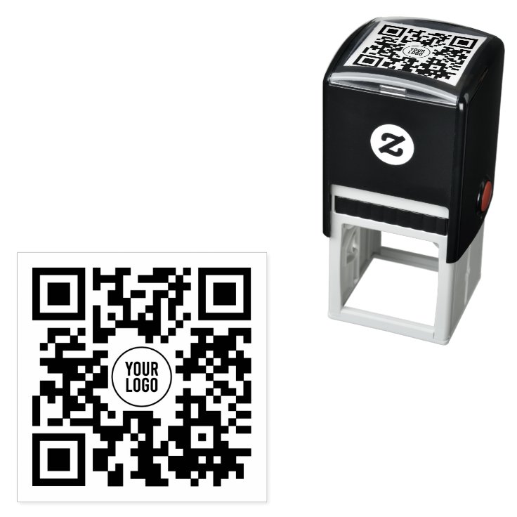 Custom QR Code With Logo Business Self-inking Stamp | Zazzle