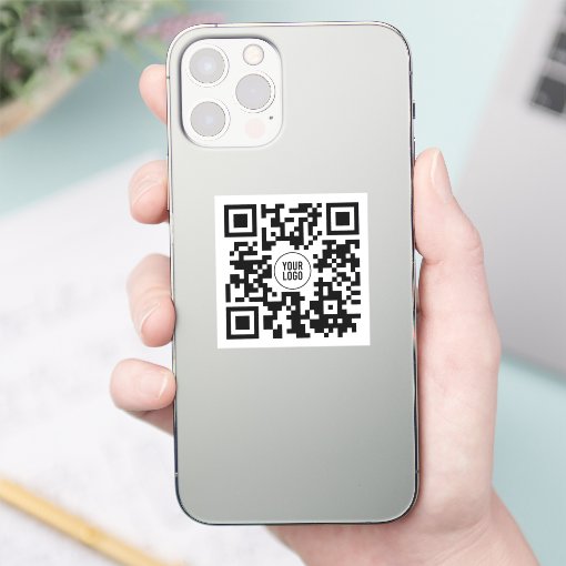 Custom QR Code With Logo Business Square Decal | Zazzle