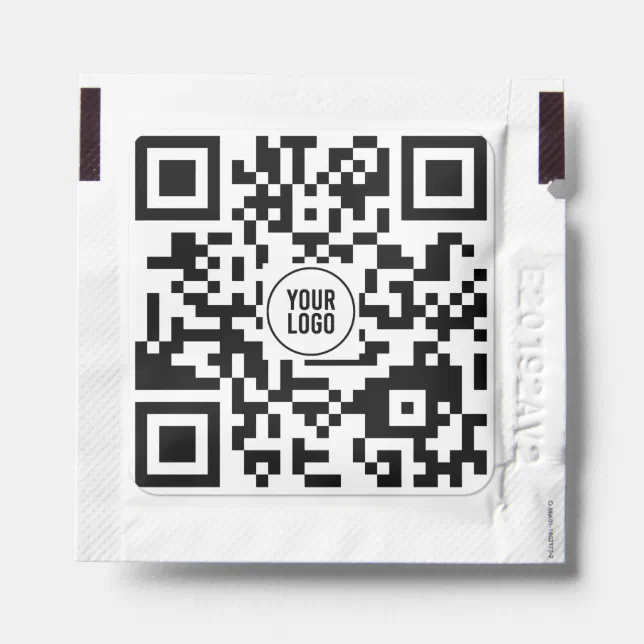 Custom QR Code With Logo Business Square Hand Sanitizer Packet | Zazzle